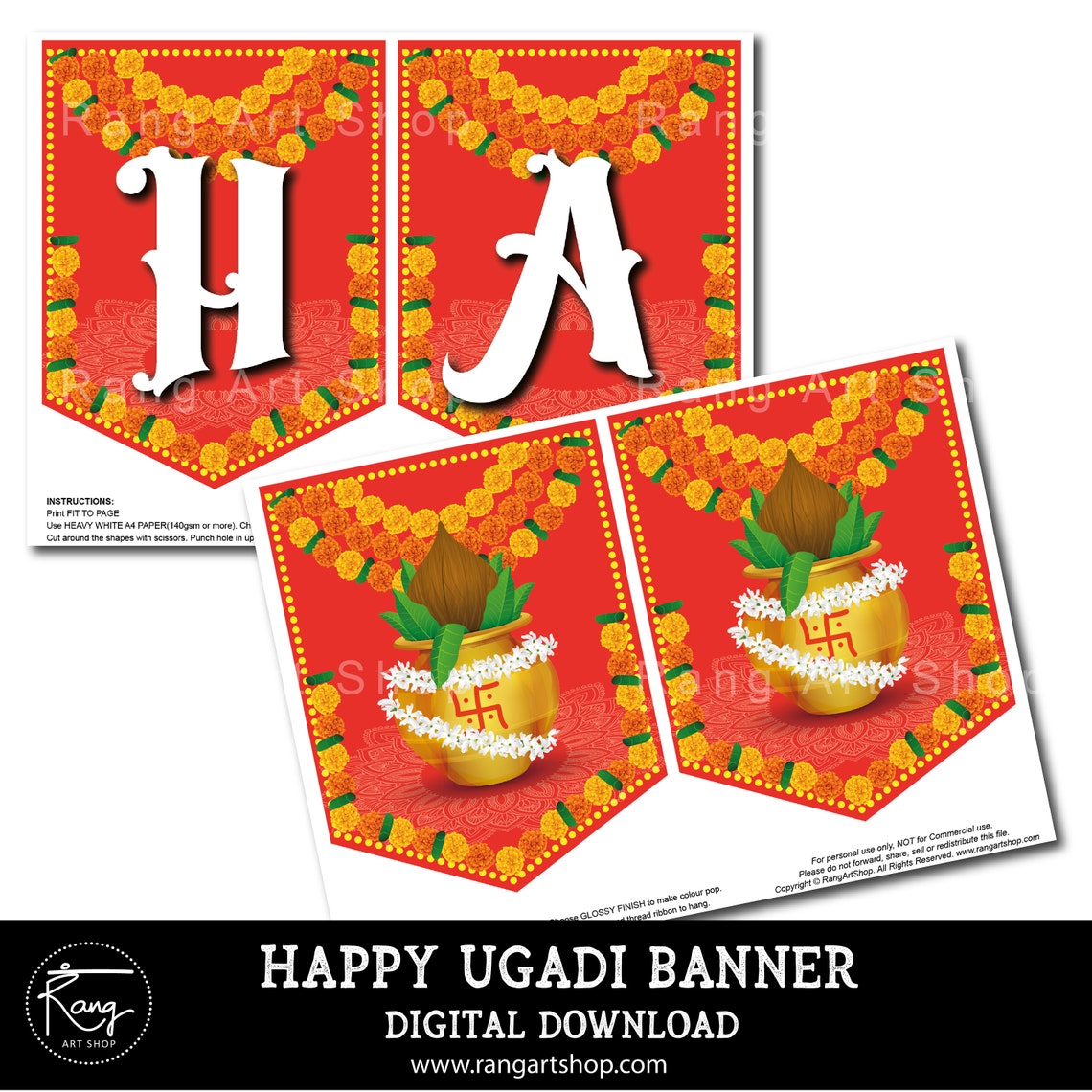 Happy Ugadi Banner Yugadi New Year Indian Festival Colourful Door ...