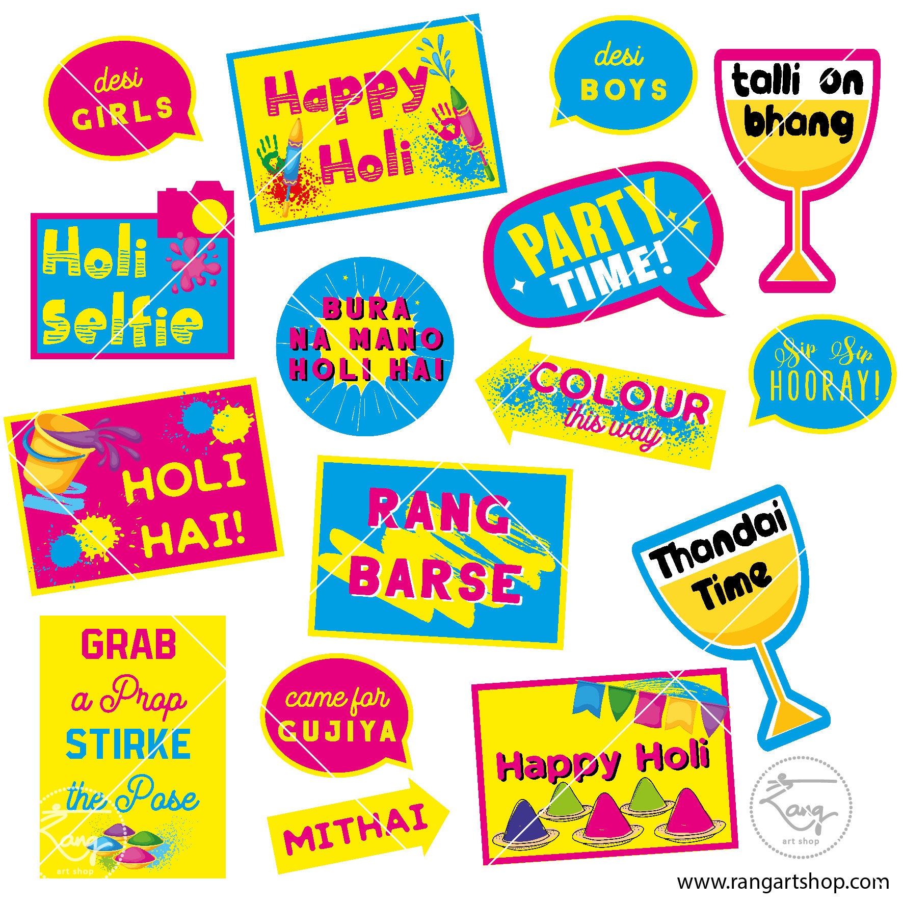 Holi Photo Booth Prop - Photobooth Props Printable - Bollywood Party ...