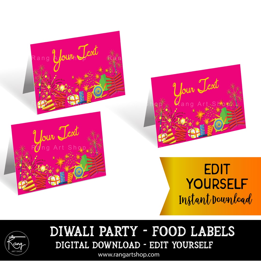 Diwali Editable Food Labels - Diwali Tent Card - Diwali Party Buffet ...