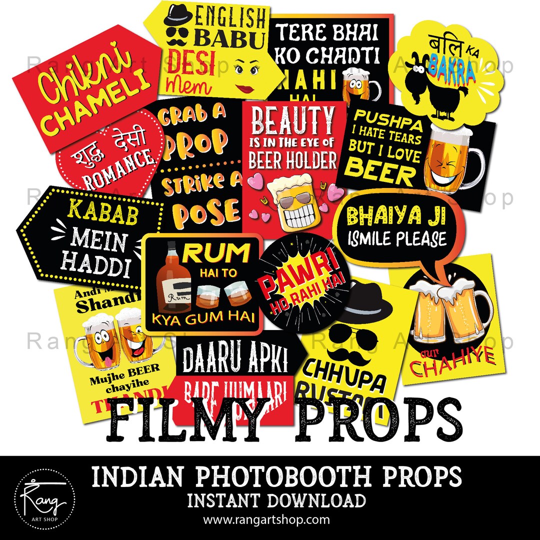 Indian Party Photobooth Props - 15 Printable Photobooth Props- Indian ...