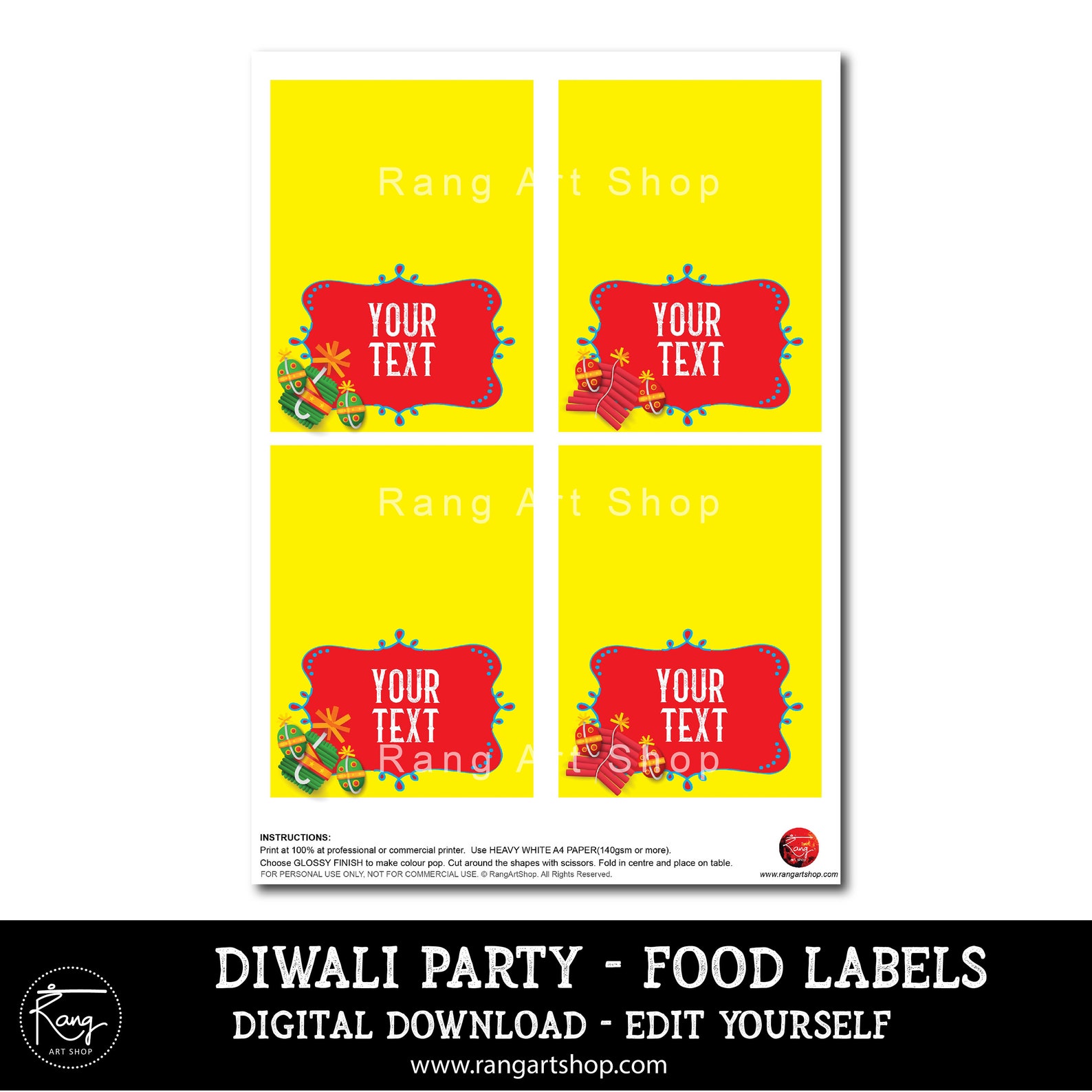 Diwali Editable Food Labels - Diwali Tent Card - Diwali Party Buffet ...