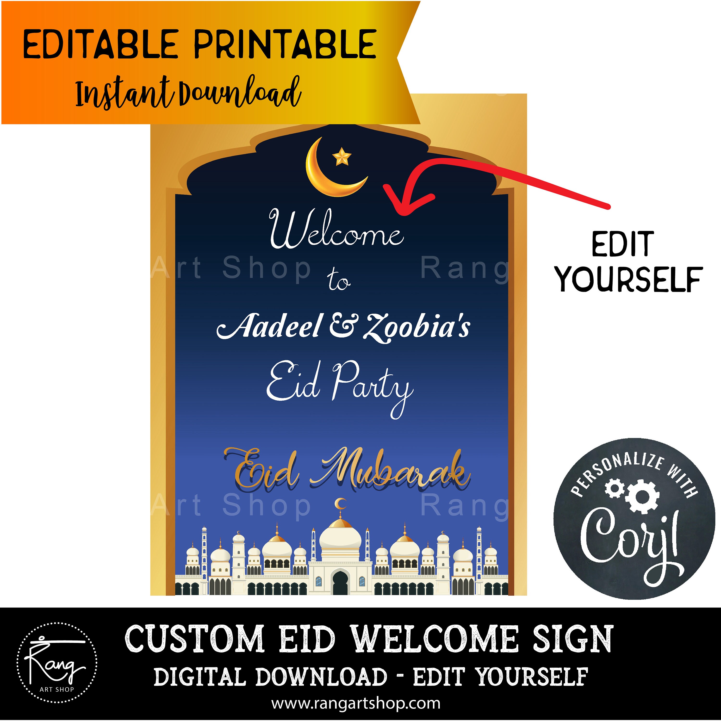 Custom Eid Welcome Sign / Poster - Eid Mubarak Board - Eid Party Entry ...
