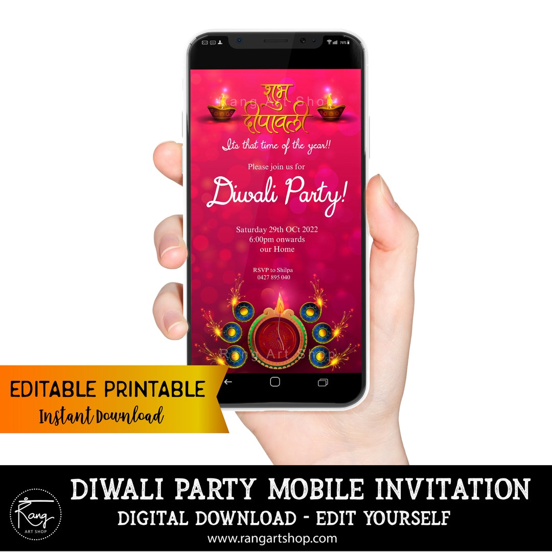 Diwali Invite - Diwali Invitation - Diwali Mobile Phone Invite - Diwali ...