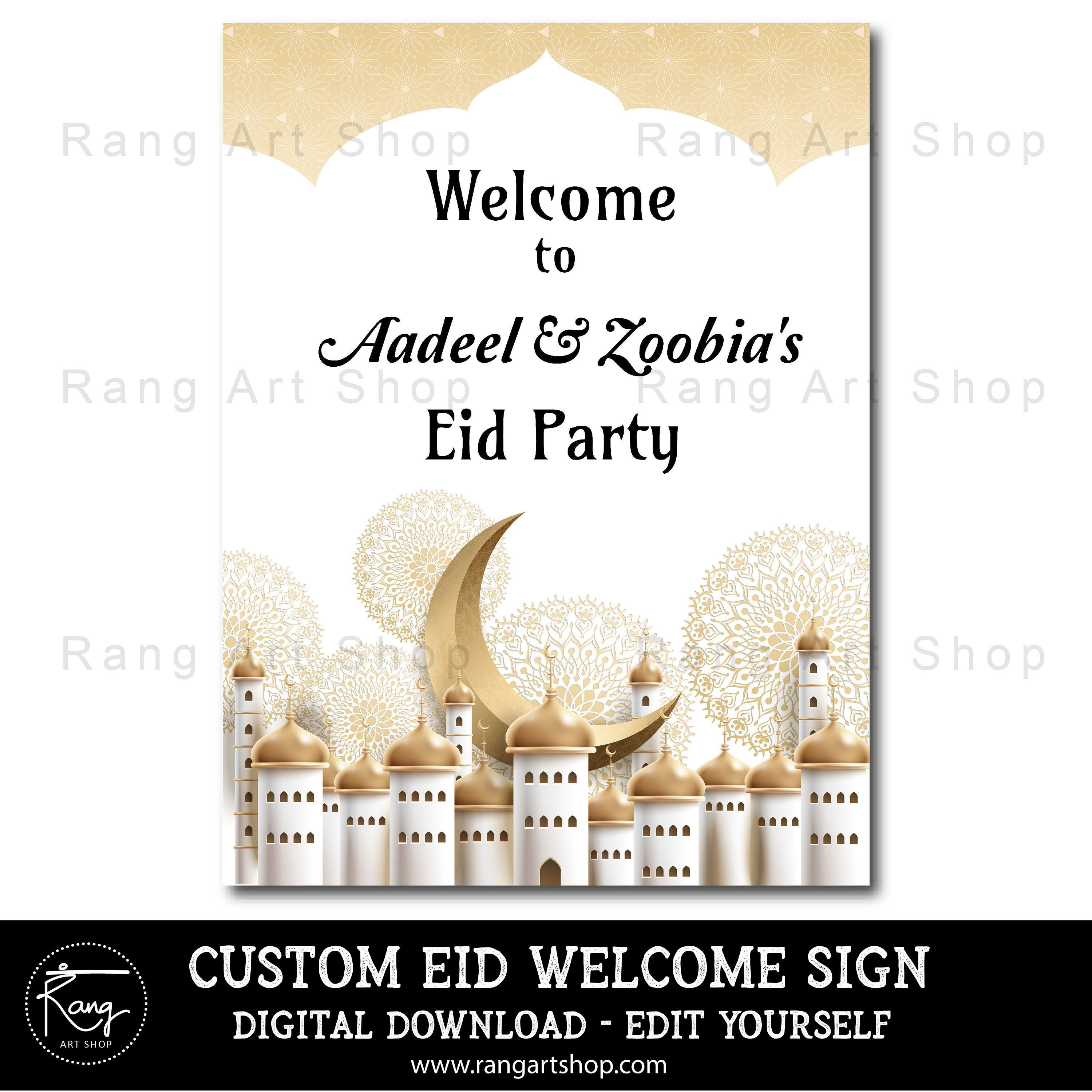 Custom Eid Welcome Sign / Poster - Eid Mubarak Board - Eid Party Entry ...