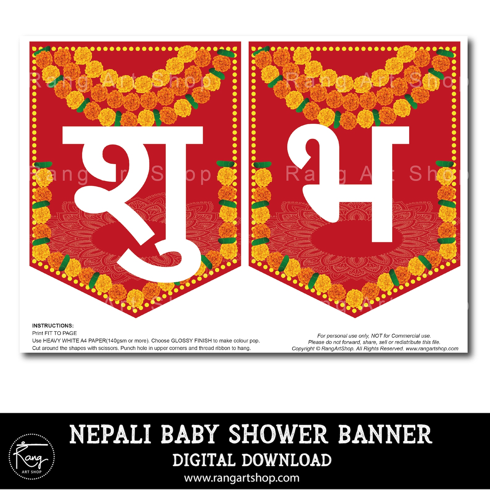 Nepali Baby Shower Banner - Hindi Dahi Dahi Chiura Celebration Bunting ...