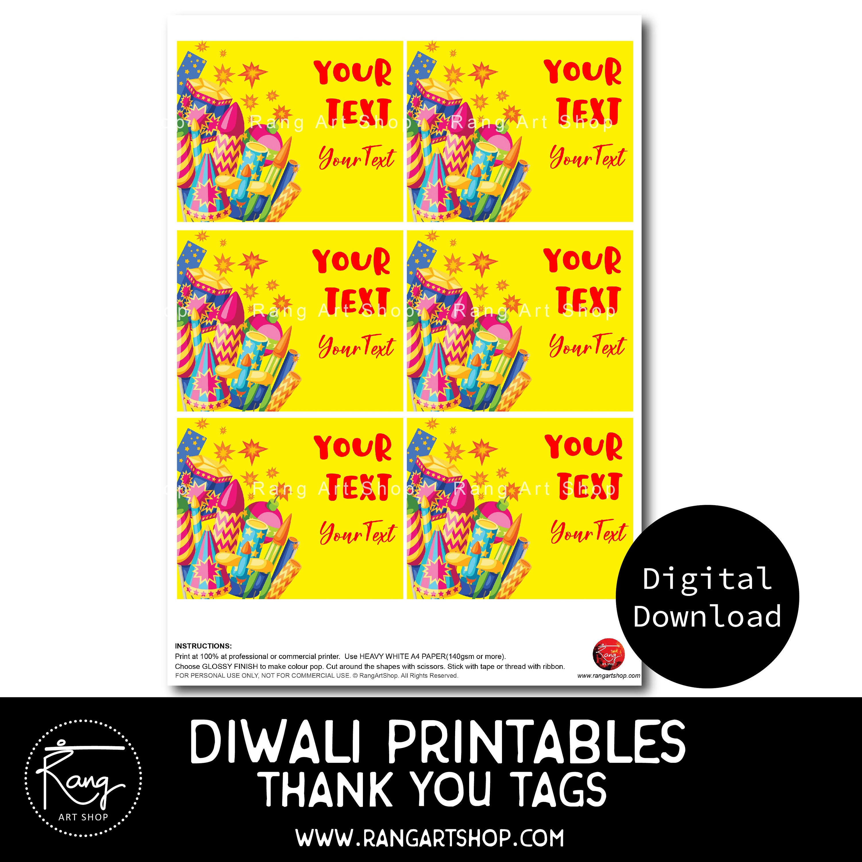 Diwali Thank You Tags - Diwali Tent Card - Diwali Favour Cards, Diwali ...