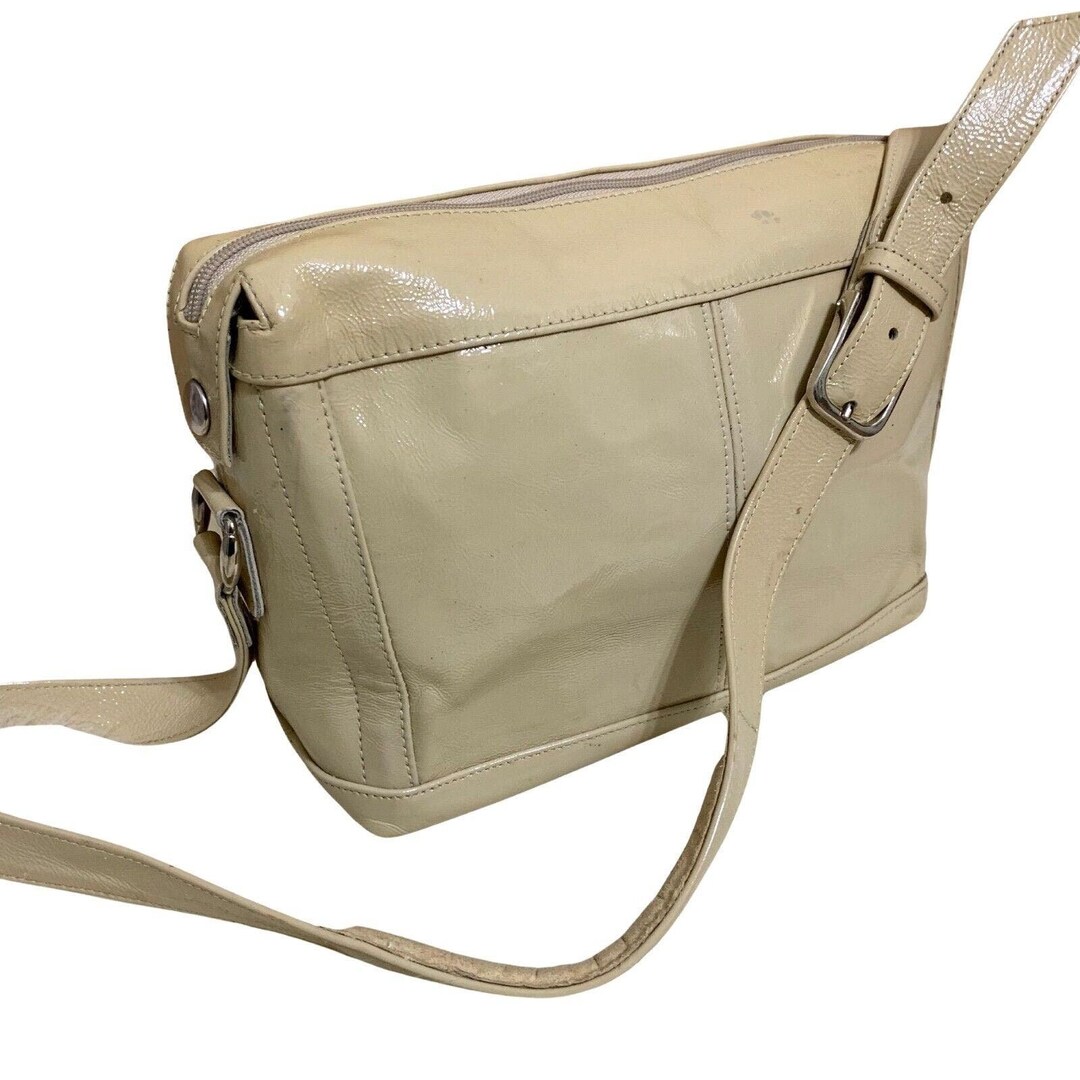 Vintage SAS Taupe Beige Patent Leather Shoulder Bag W/key Ring Made in ...