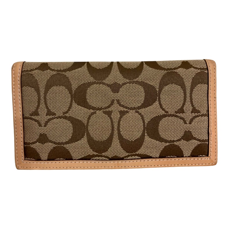 COACH Khaki & Tan Signature Canvas Vintage Checkbook Cover - Etsy