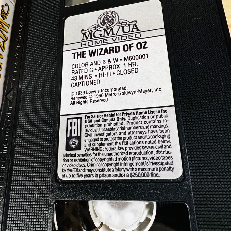 The Wizard of Oz VHS Tape - Etsy