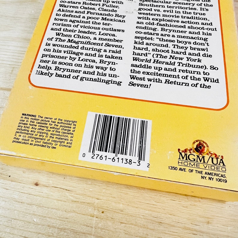 Return of the Seven MGM Book Box VHS Tape - Etsy