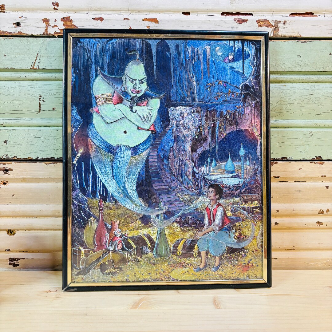 Aladdin and Genie by Jean and Ron Henry Dufex Foil Framed 8x10 Picture ...