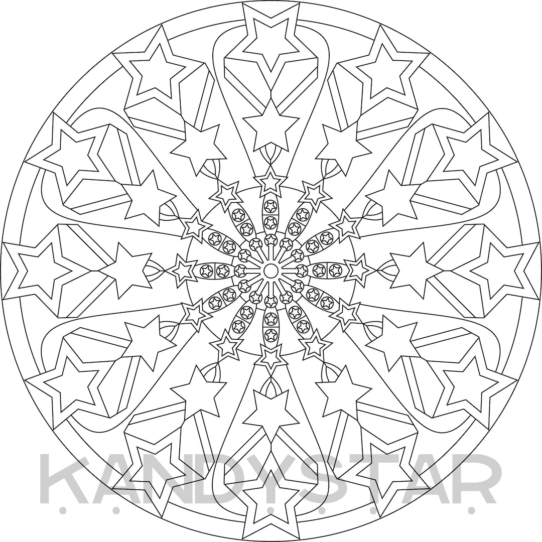 Mandala Coloring Page - “star Spangled" - Printable Instant Download ...