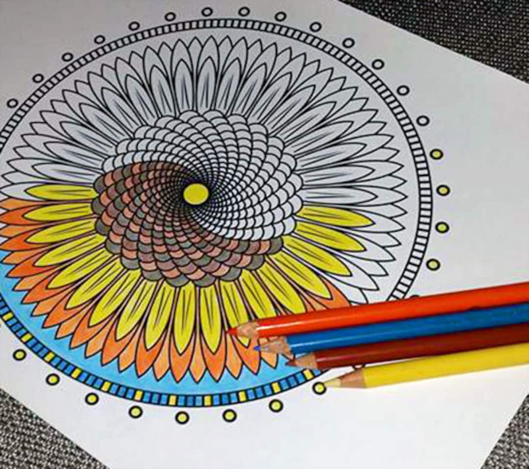 Mandala Coloring Page - "sunflower" - Printable Instant Download ...