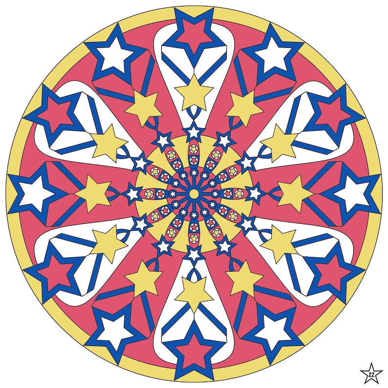 Mandala Coloring Page - “star Spangled" - Printable Instant Download ...