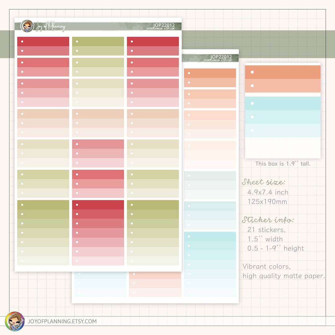 Ombre Checklist Stickers / Functional Stickers / Agenda Labels ...