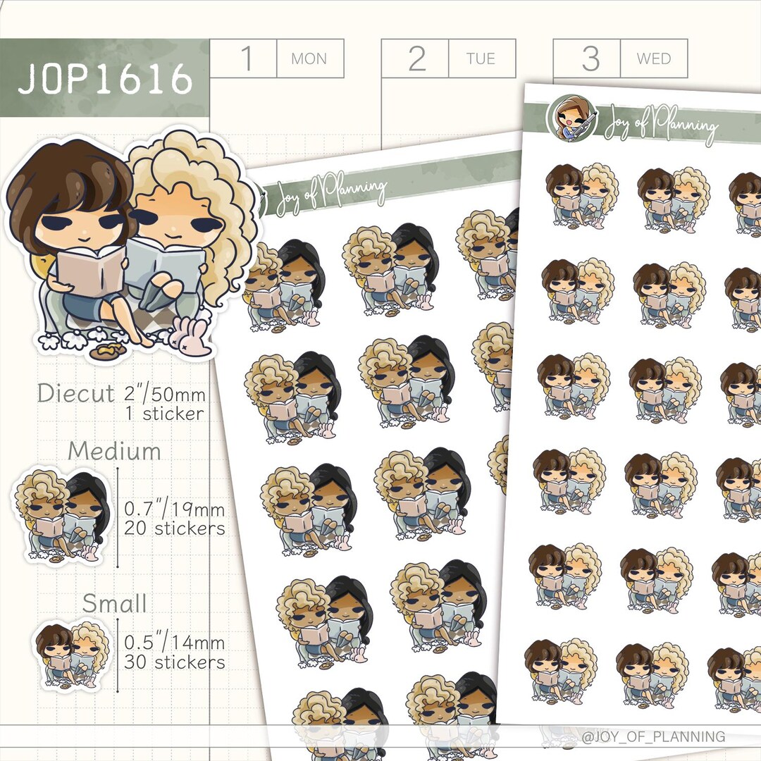 Reading Stickers / Couple Stickers / Friends Stickers / Sibling ...