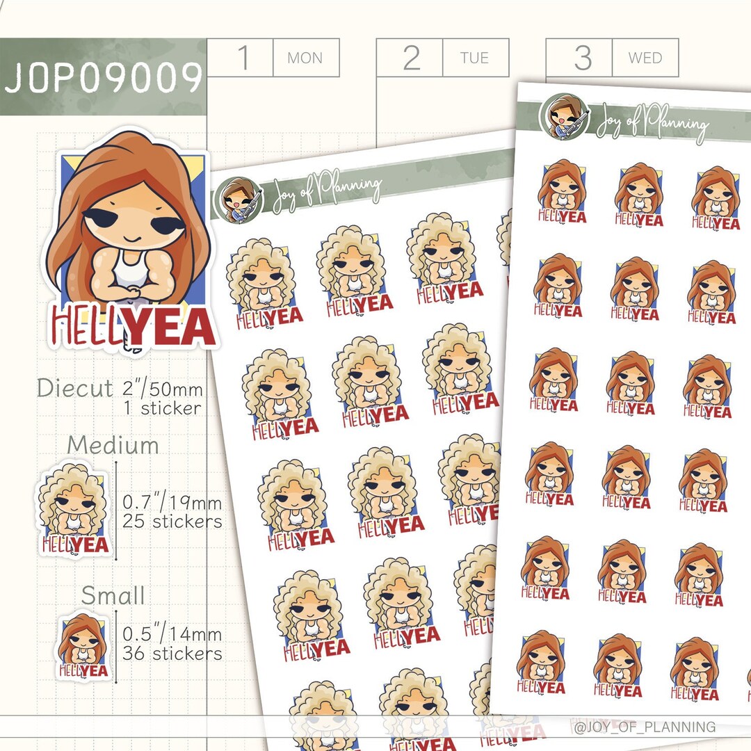 Hell Yea Sticker Sheet / Motivational Girl Planner Stickers / Hand ...