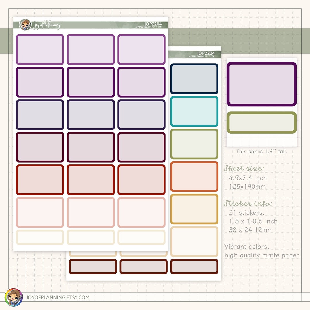 Half Box Functional Stickers / Planner Stickers / Agenda Labels ...