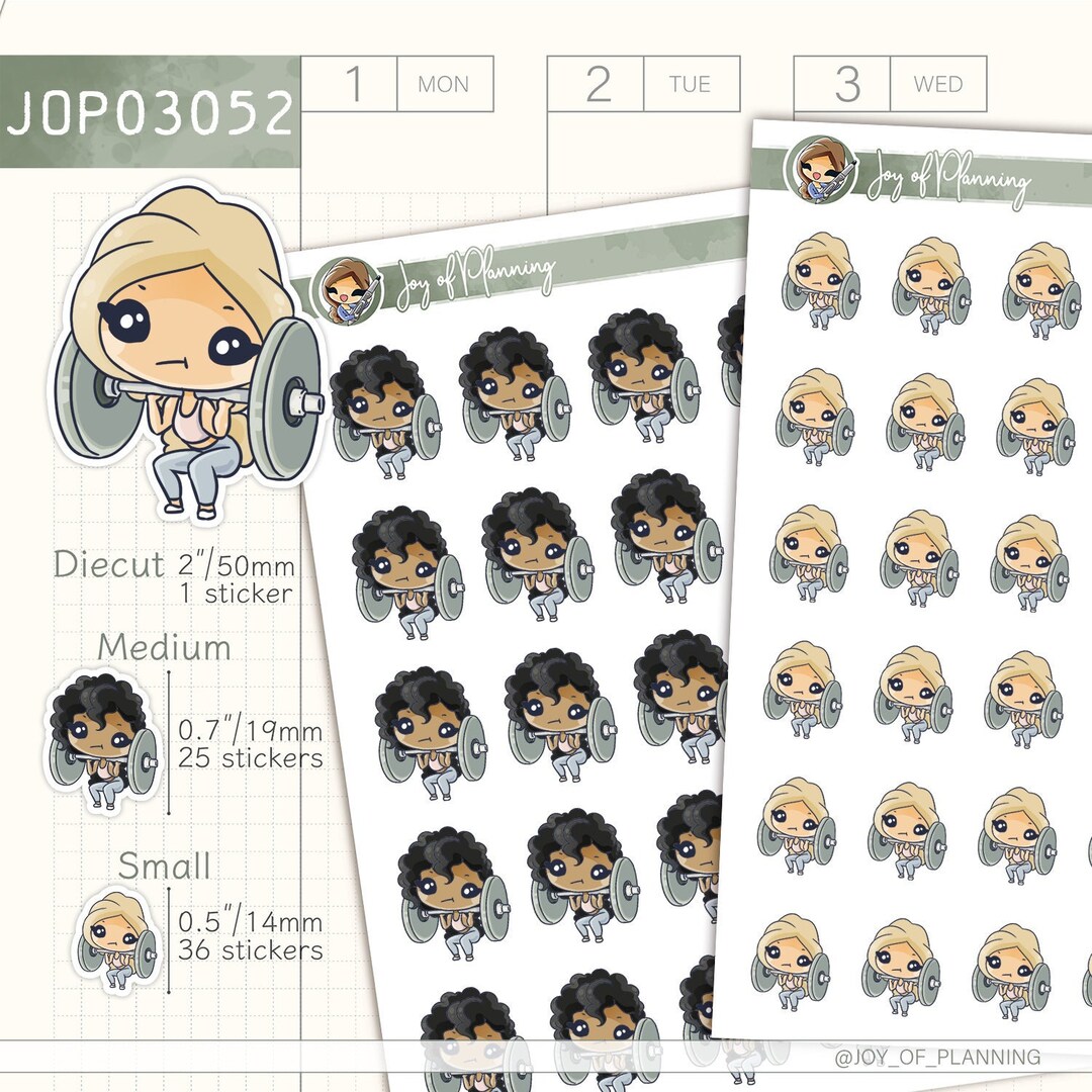 Barbell Squat Planner Stickers / Weightlifting Tracker / Custom Hand ...