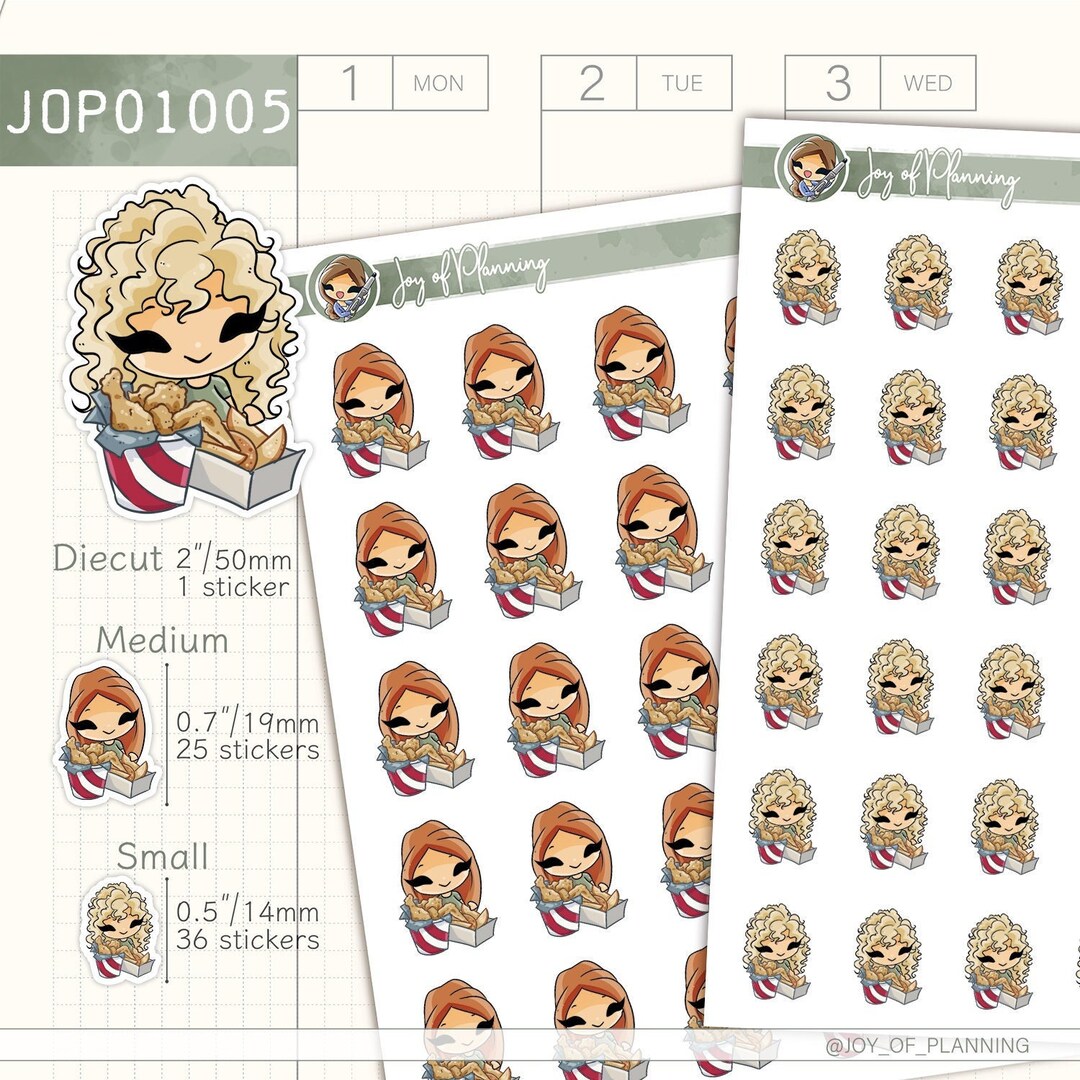 Fast Food Planner Stickers / Fried Chicken Takeout Tracker Stickers ...