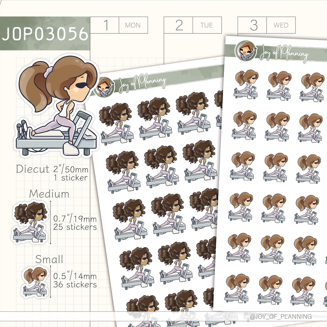 Reformer Pilates Planner Stickers / Hand Drawn Fitness Girl Stickers ...