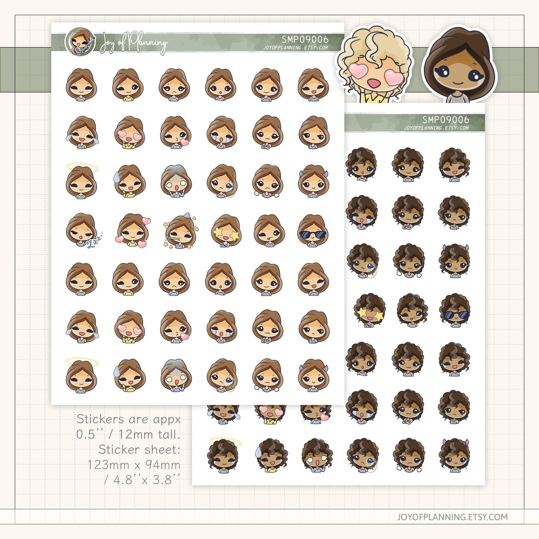 Emotions Planner Sticker Sheet / Custom Hand Drawn Mood Icons for ...