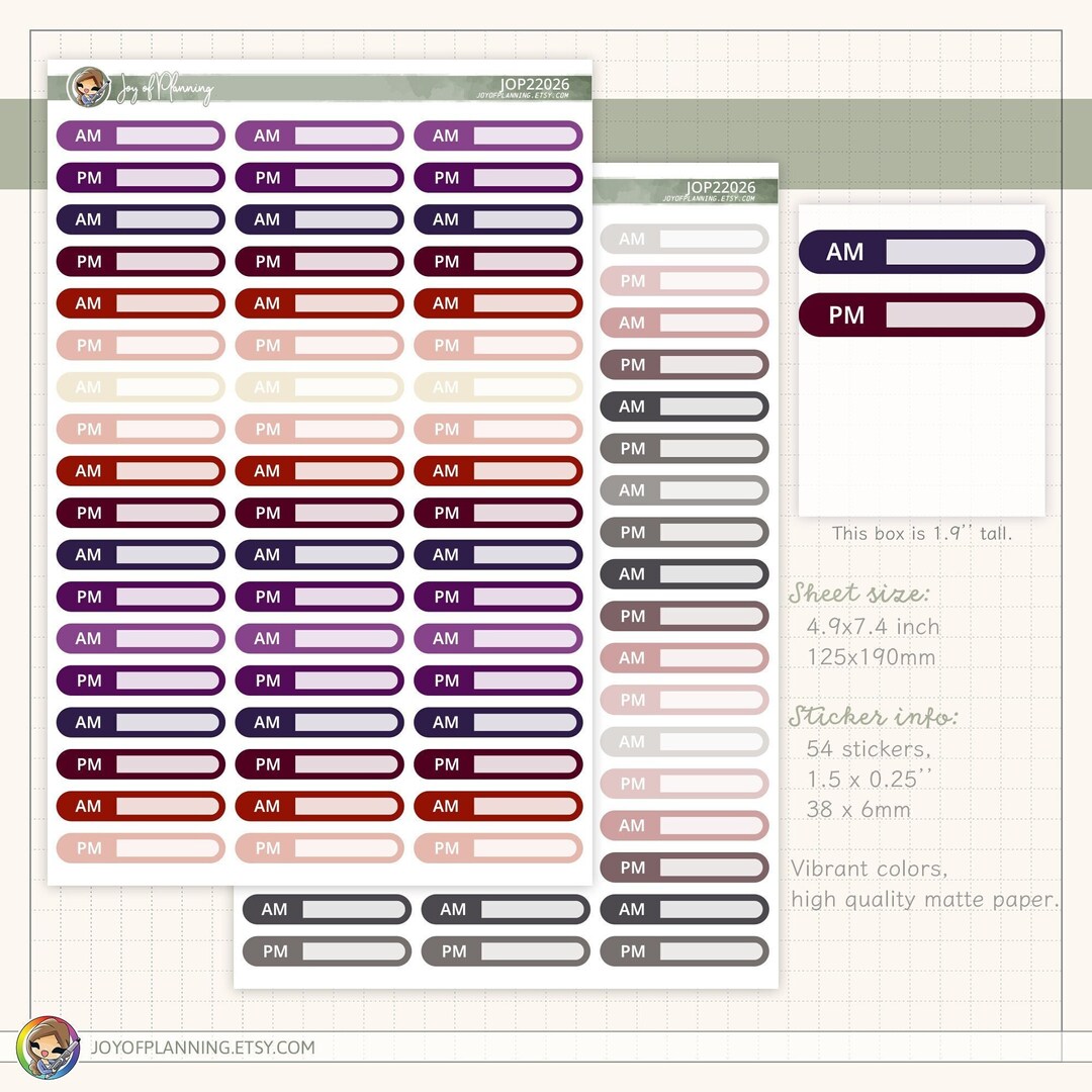 AM PM Planner Stickers / Planner Stickers / Agenda Labels / Calendar ...