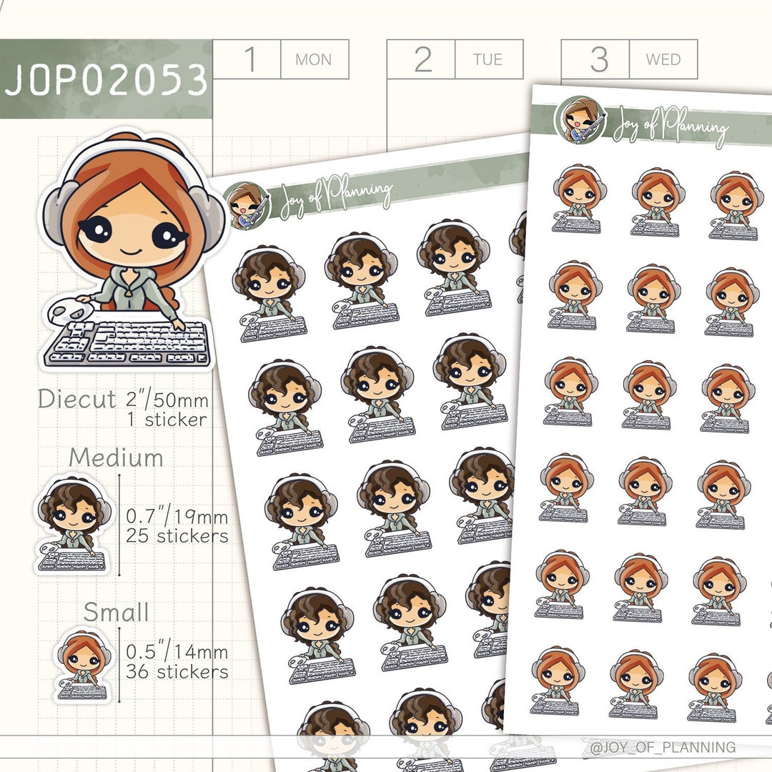 Gaming Planner Stickers / Custom Character Girl Playing PC Games ...