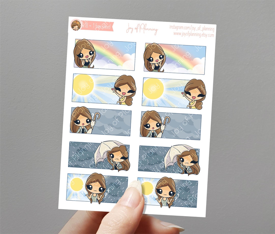 Weather Stickers / Rain Stickers / Storm Stickers / Rainbow Stickers ...