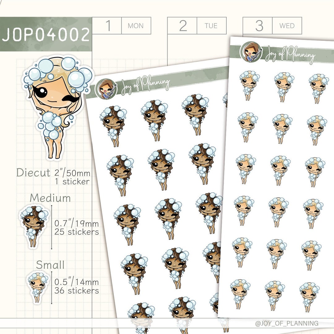 Hair Wash Stickers / Self Care Stickers / Spa Day Stickers / Me Time ...