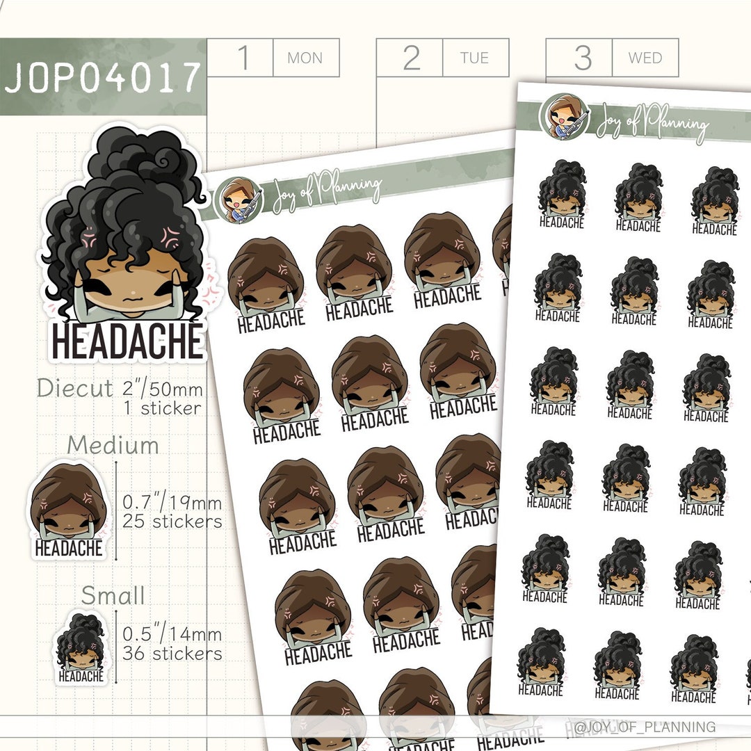 Headache Stickers / Migraine Stickers / Pain Tracker Stickers / Chronic ...