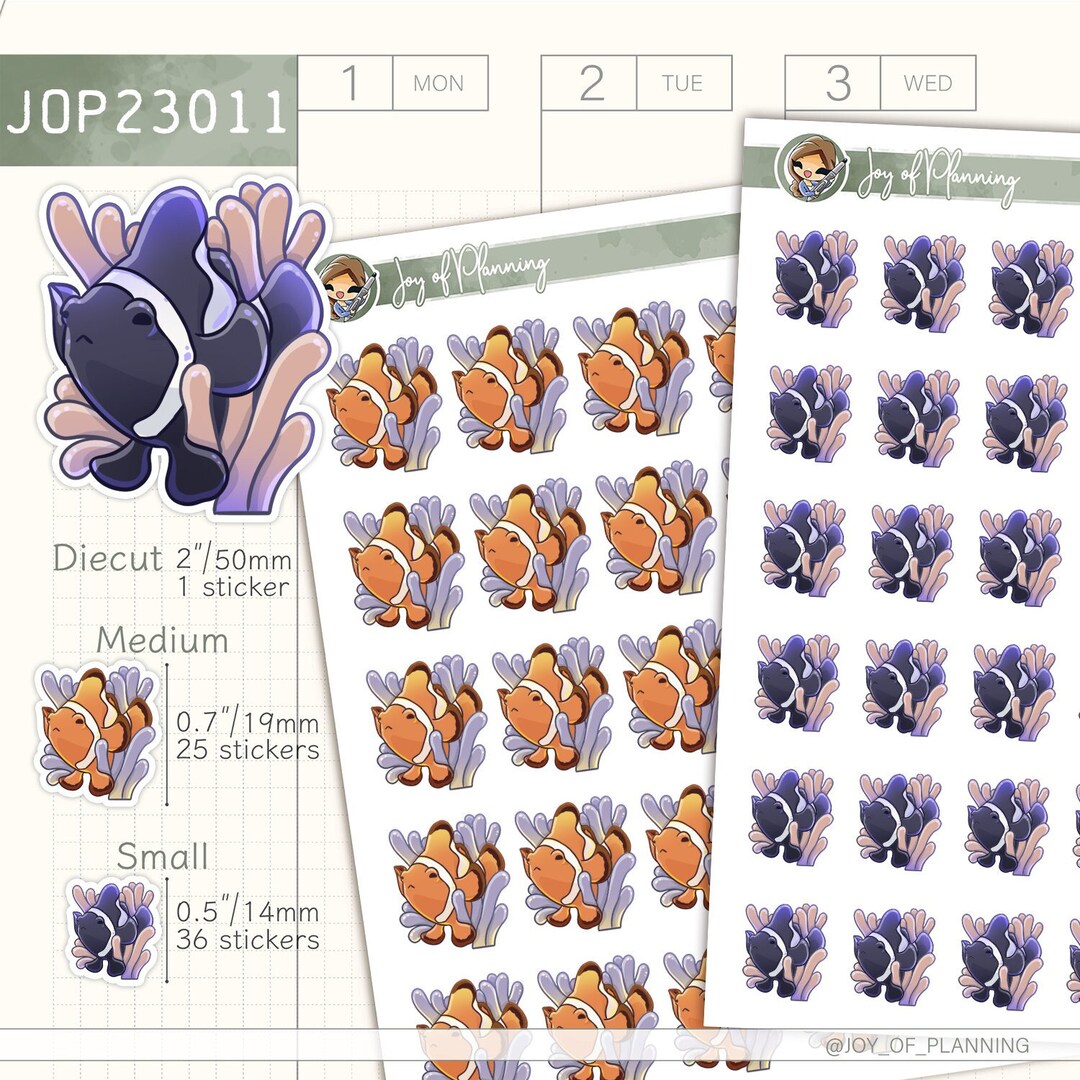 Clownfish Stickers / Fish Stickers / Aquarium Stickers / Fish Tank ...