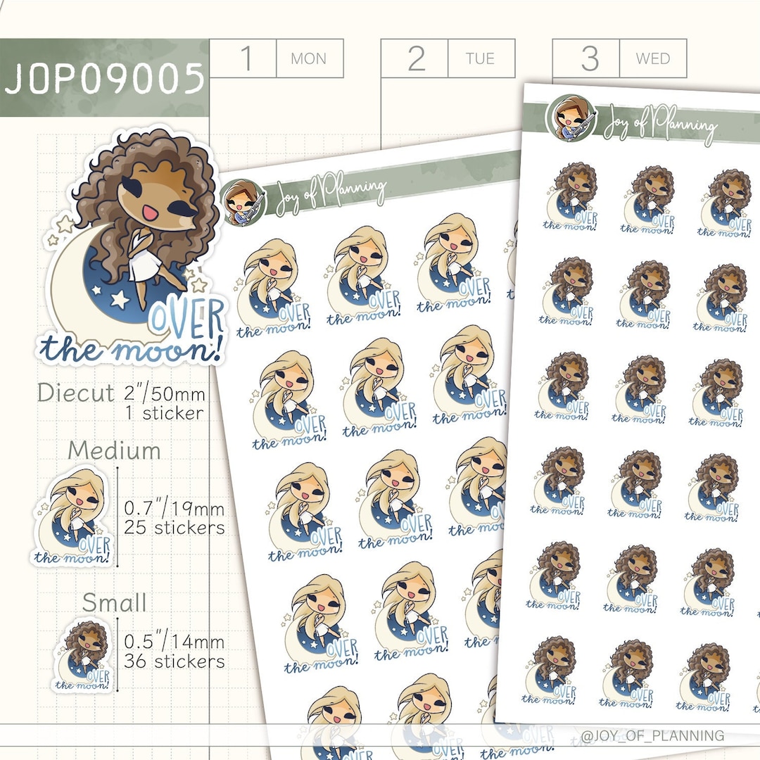 Over the Moon Stickers / Joyful Day Stickers / Joy Stickers / Joy of ...