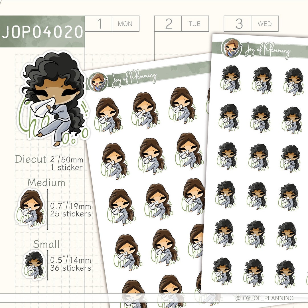 Sick Day Stickers / Fever Stickers / Flu Planner Stickers / Cold ...