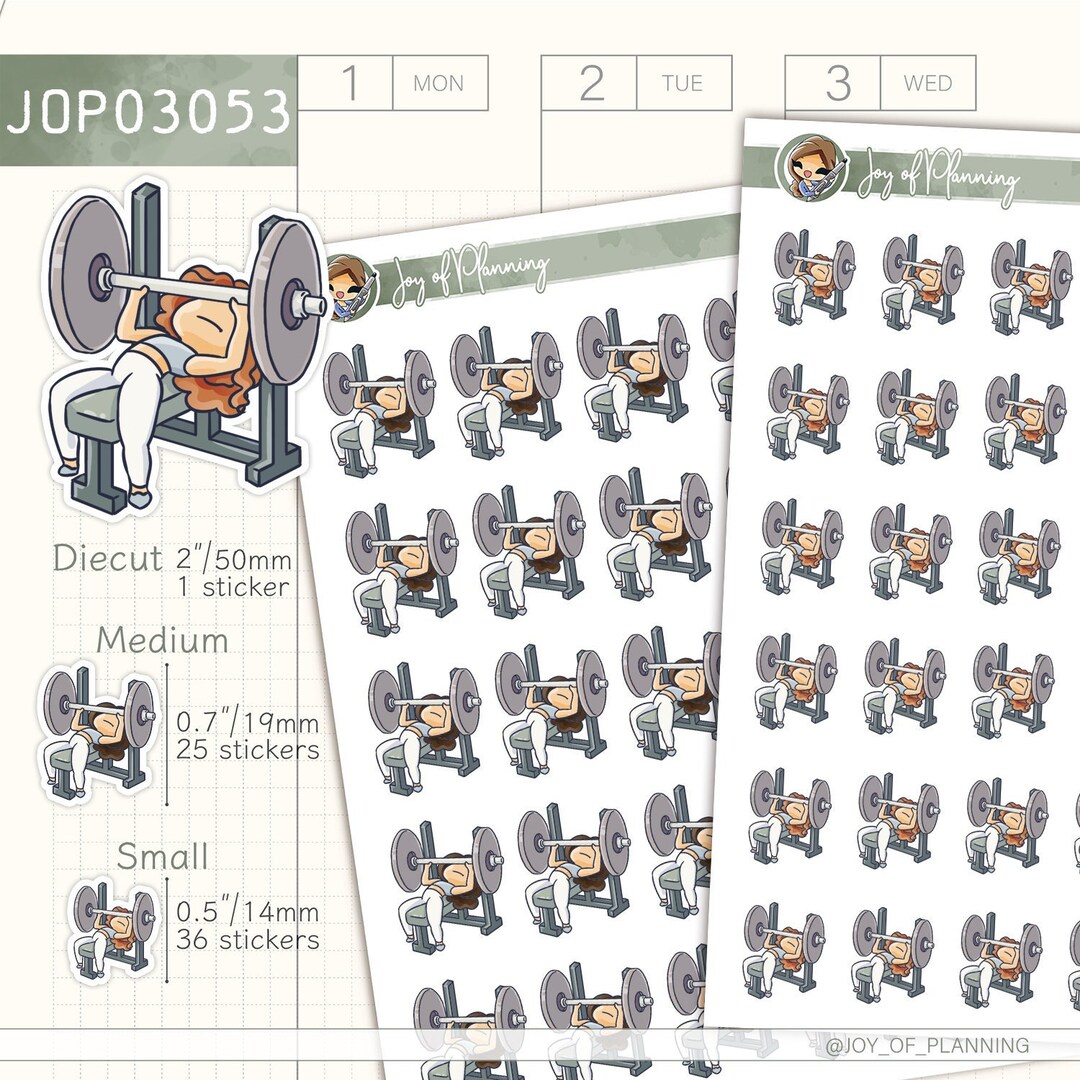 Bench Press Planner Stickers / Upper Body Gym Workout Tracker ...
