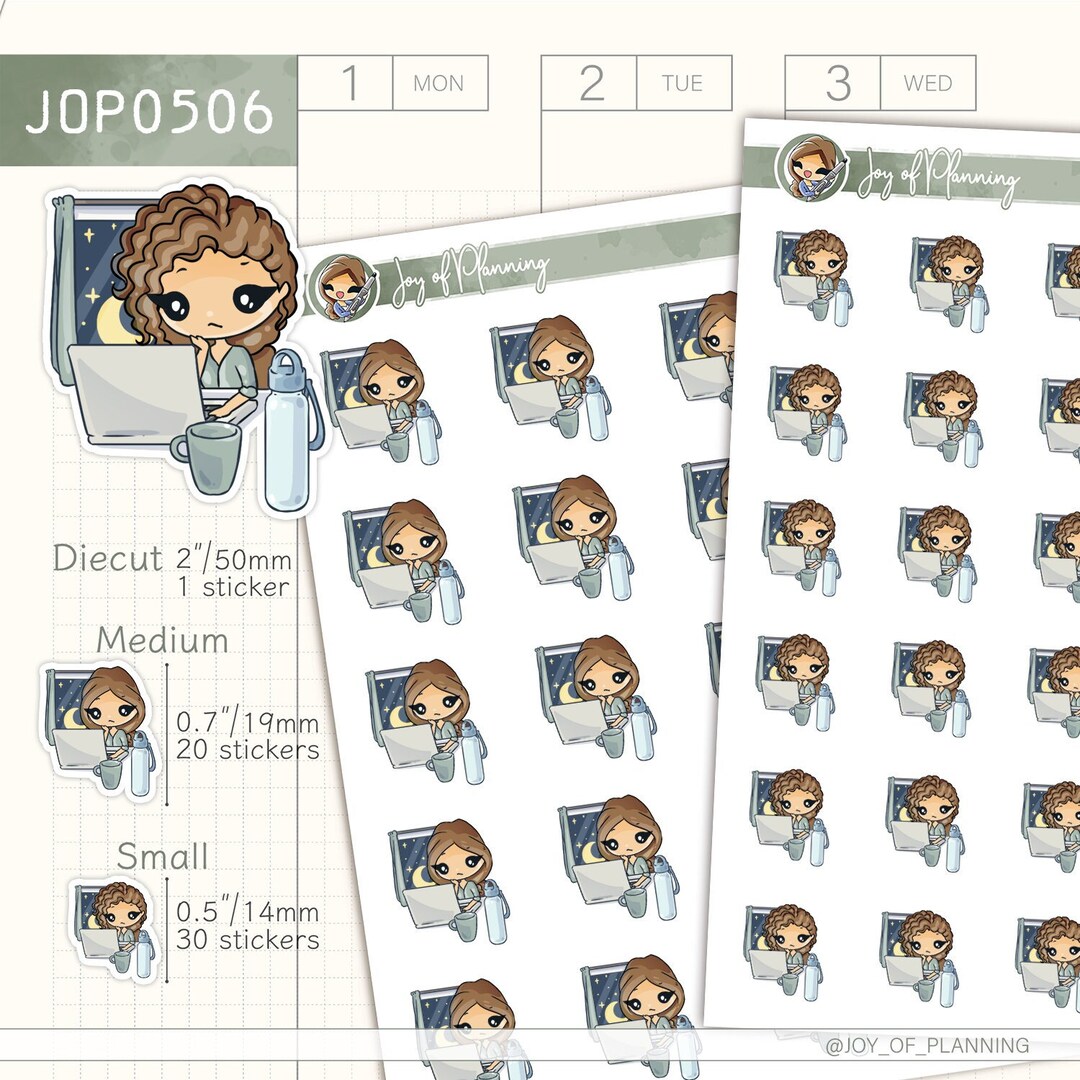 Working Late Stickers / Overtime Stickers / Homework Stickers / Planner ...