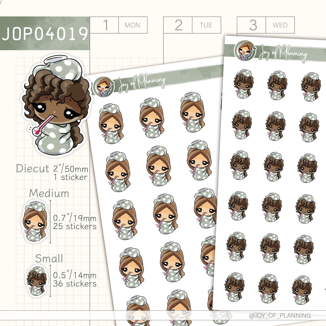 Sick Day Stickers / Fever Stickers / Flu Planner Stickers / Cold ...