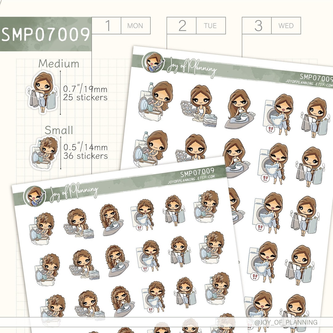 Laundry Stickers / House Chores Stickers / Cleaning up Stickers ...