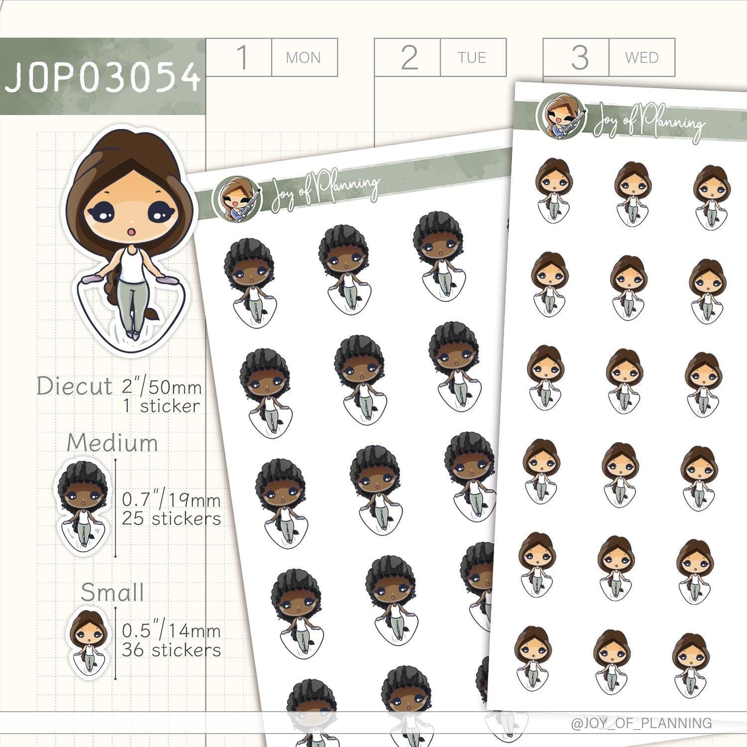 Jump Rope Exercise Stickers / Planner Stickers for Fitness and Cardio ...