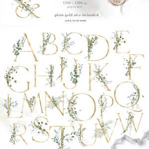 Watercolor Greenery Clipart Eucalyptus Clipart Foliage Clipart Gold and ...