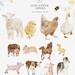 Watercolor Farm Animals Clipart- Cow Nursery Clipart- Horse Pig Duck ...