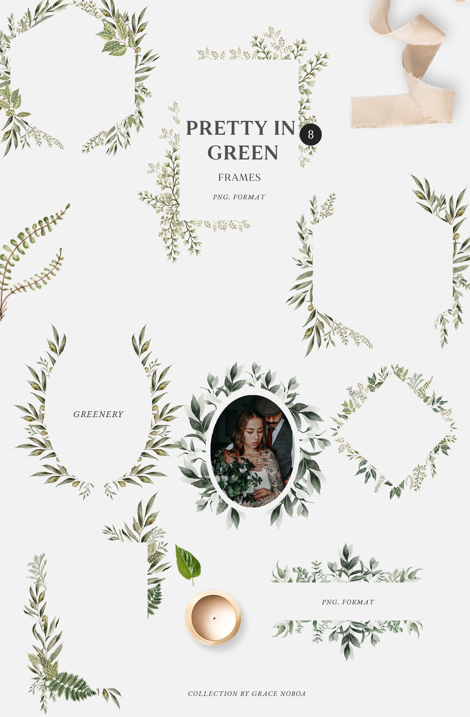 Watercolor Greenery Clipart Set Collection Green Foliage - Etsy