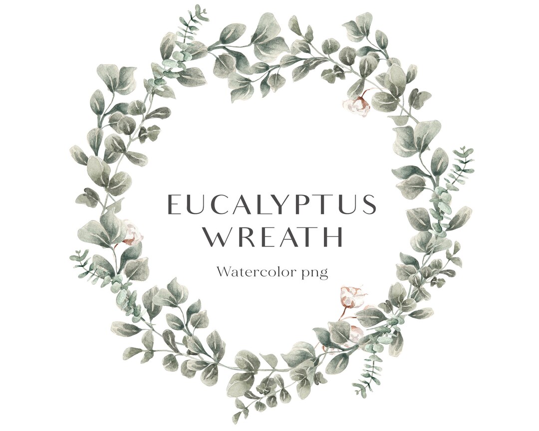 Greenery Wreath Clipart- Eucalyptus Wreath Clipart - Green Foliage ...