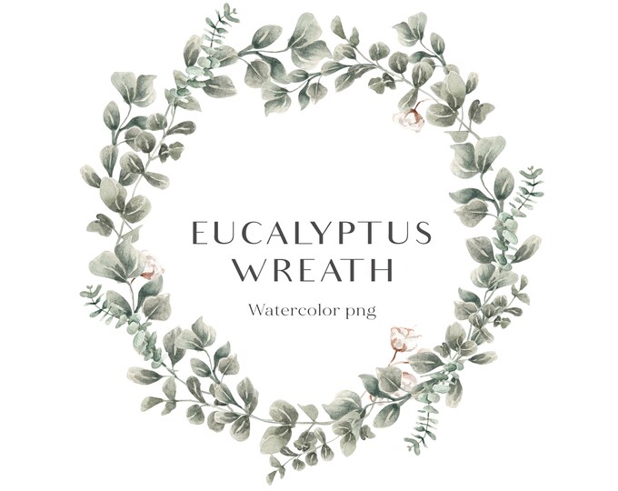 Greenery Wreath Clipart- Eucalyptus Wreath Clipart - Green Foliage ...