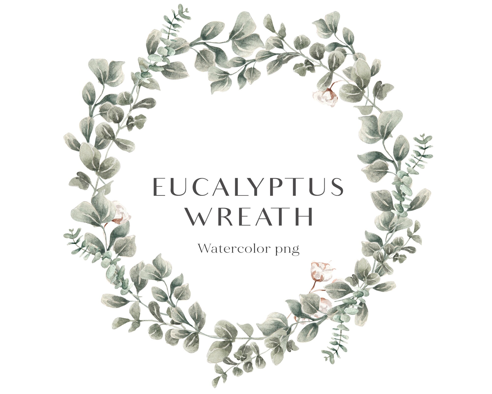 Greenery Wreath Clipart Eucalyptus Wreath Clipart Green - Etsy