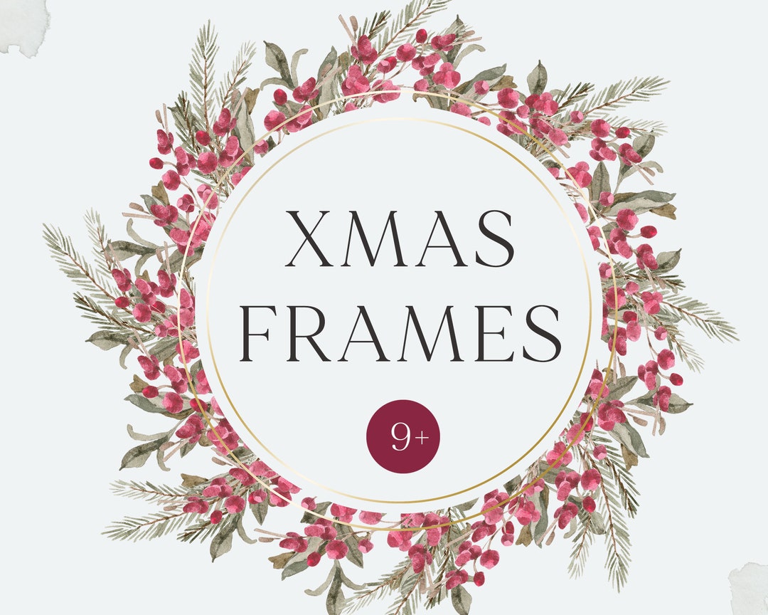 Christmas Frames Clipart Set Ready to Use Designs Winter Clipart ...