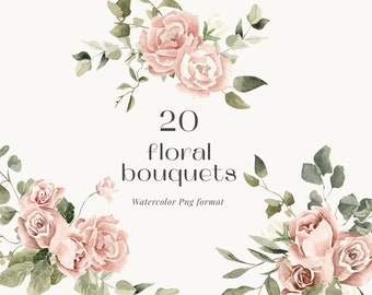 Pink Floral Clipart Rose Spring Romantic Clipart Blush Dusty - Etsy