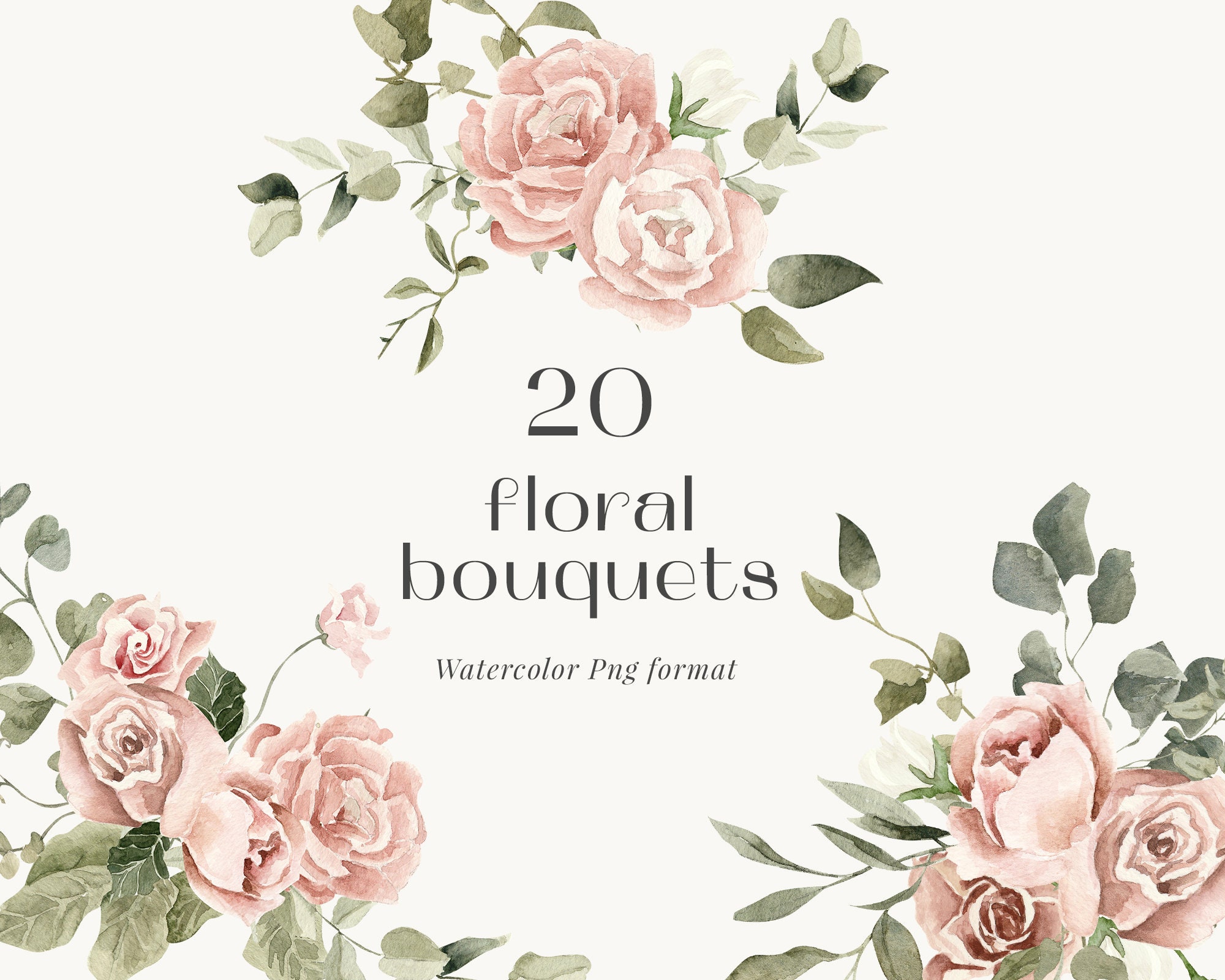 Pink Floral Clipart Rose Spring Romantic Clipart Blush Dusty - Etsy