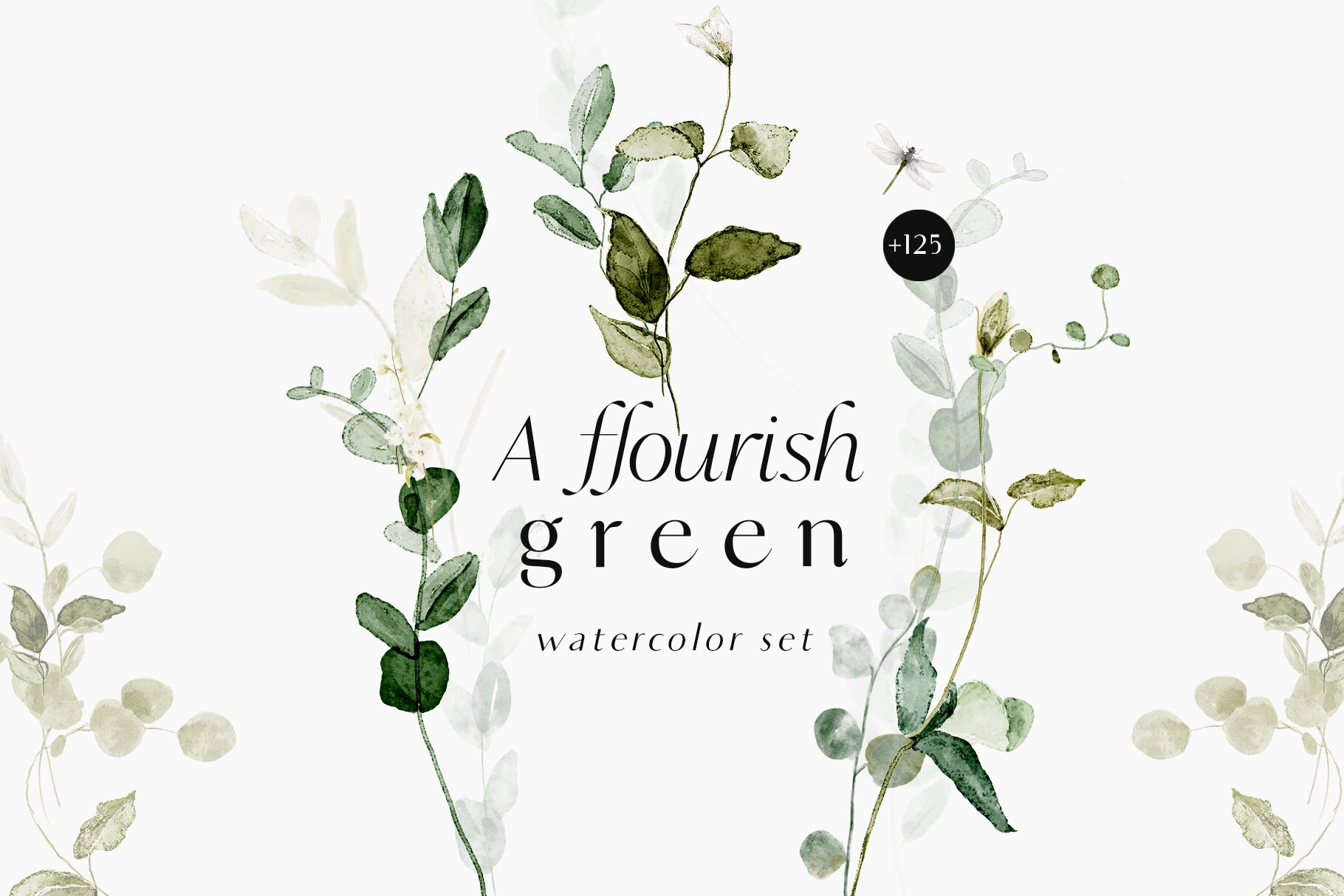 Watercolor Greenery Clipart Eucalyptus Clipart Foliage - Etsy