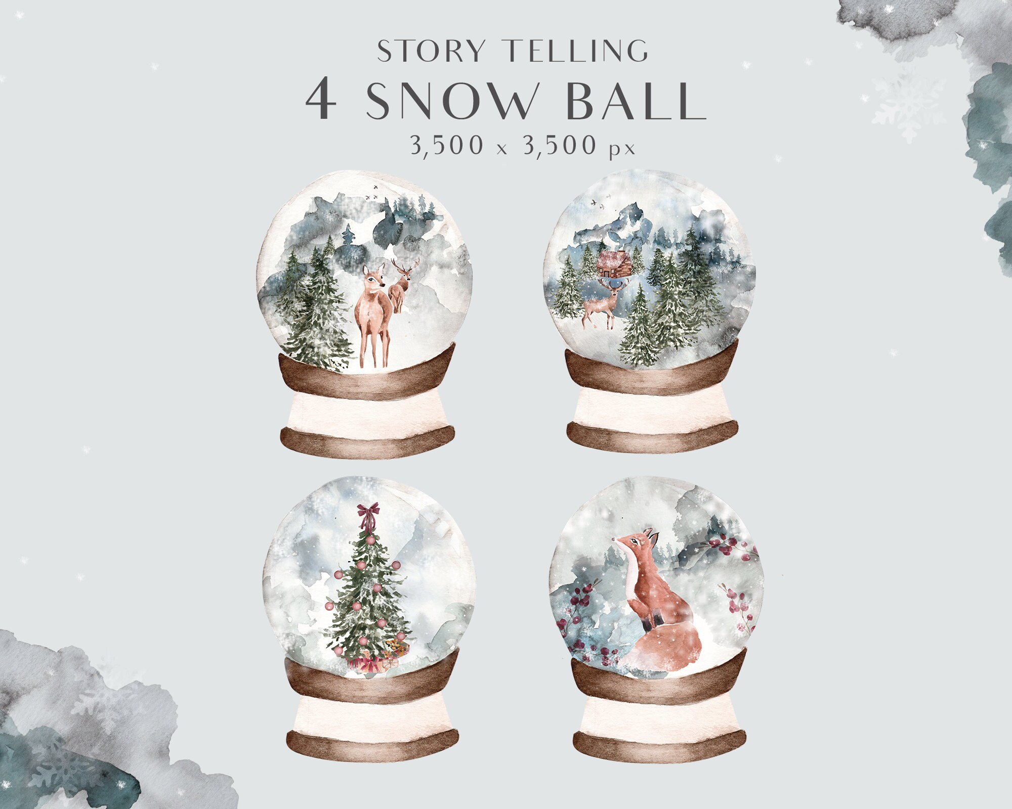 Christmas Watercolor Classic Clipart Decor Vintage Floral - Etsy